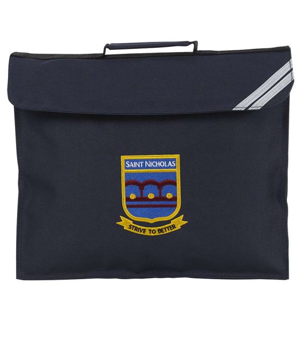 BAG-07-SNH - Saint Nicholas Book Bag - Navy/logo - One